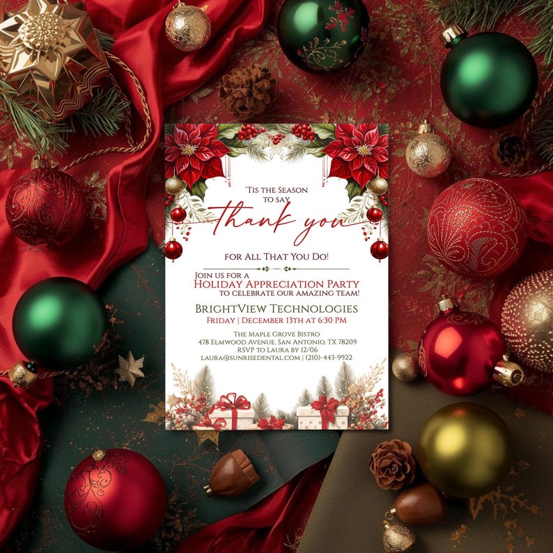 Company Holiday Party Invitation, Christmas Party Invitation, Work ...