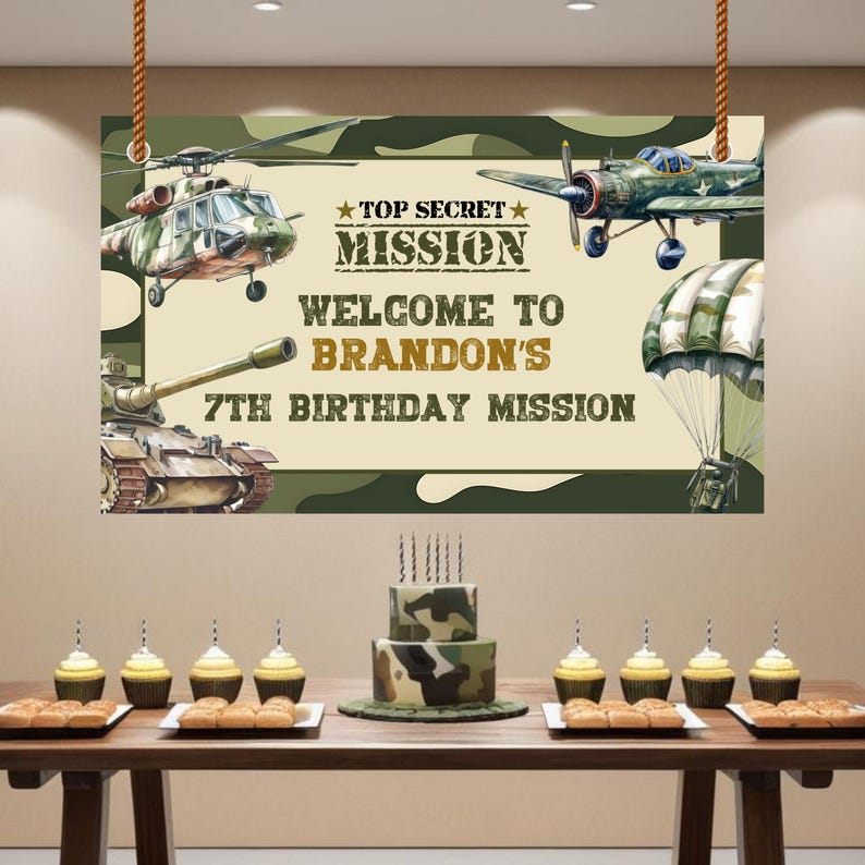 Military Birthday Backdrop, Army Birthday Backdrop, Army Party Sign ...