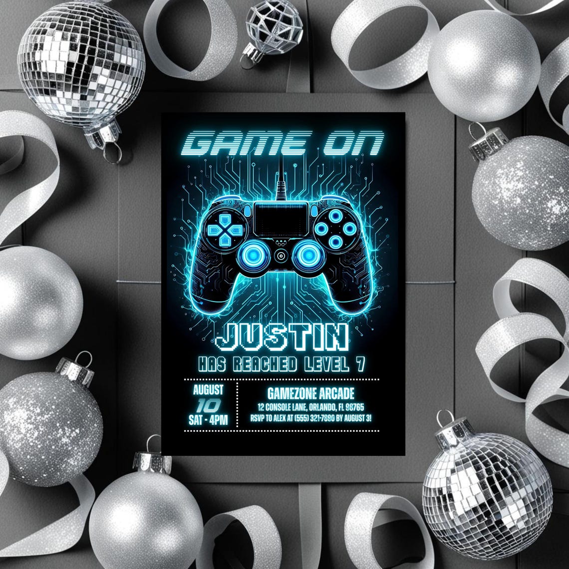 Level up Birthday Invitation, Video Game Party Invitation, Gamer Theme ...