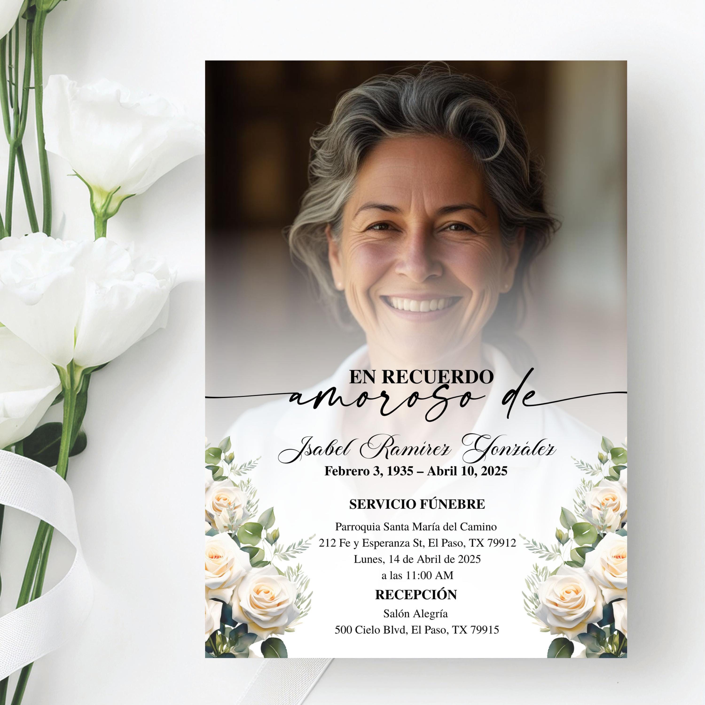 Minimal Editable Funeral Invitation Template, En Recuerdo Amoroso De ...