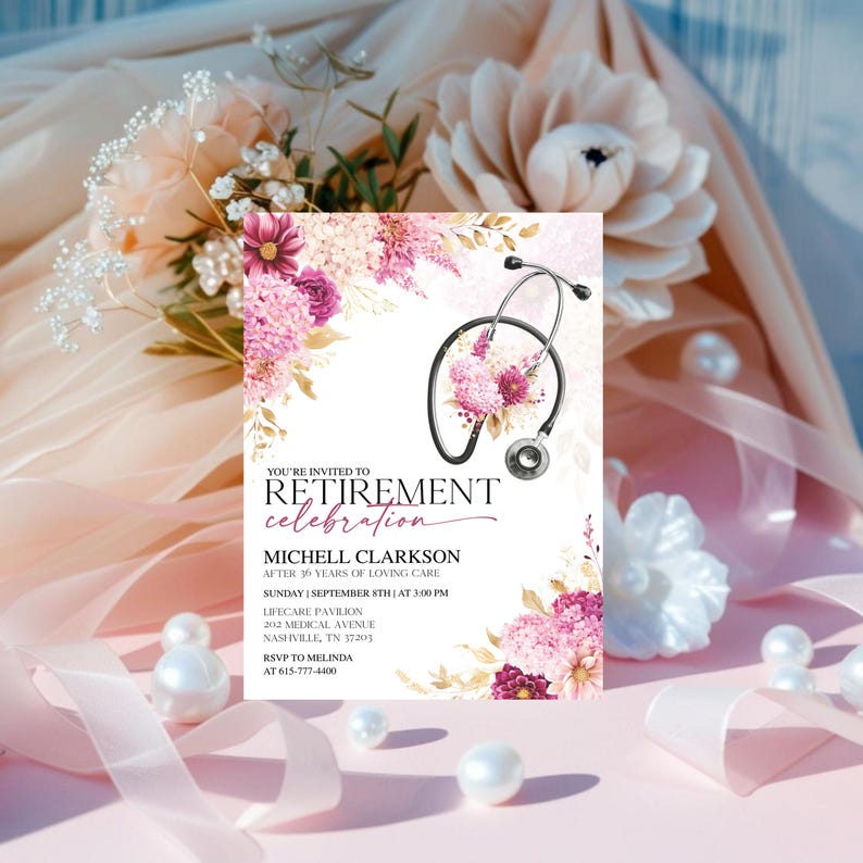 Nurse Retirement Party Invite Template, Editable Doctor Retirement ...