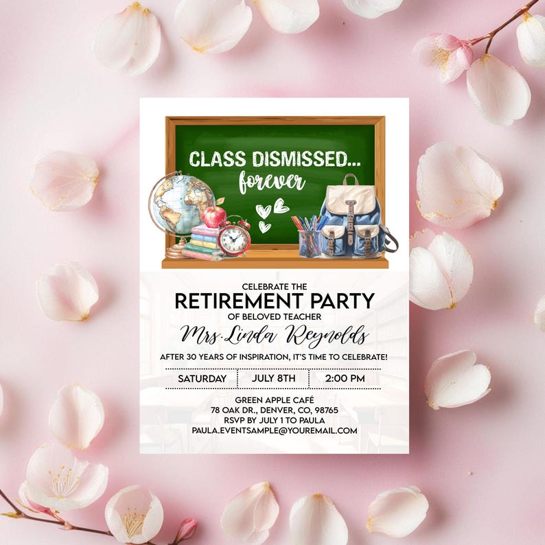Editable Teacher Retirement Invite, School's Out Forever Party ...