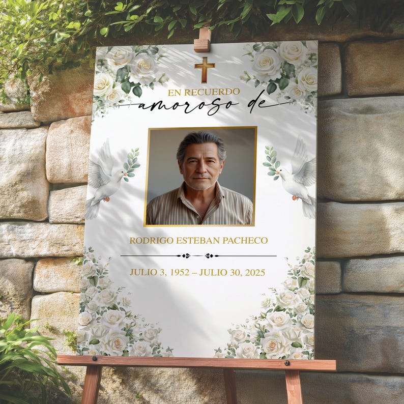 Editable Spanish Funeral Welcome Sign, Memorial Poster, Cartel ...