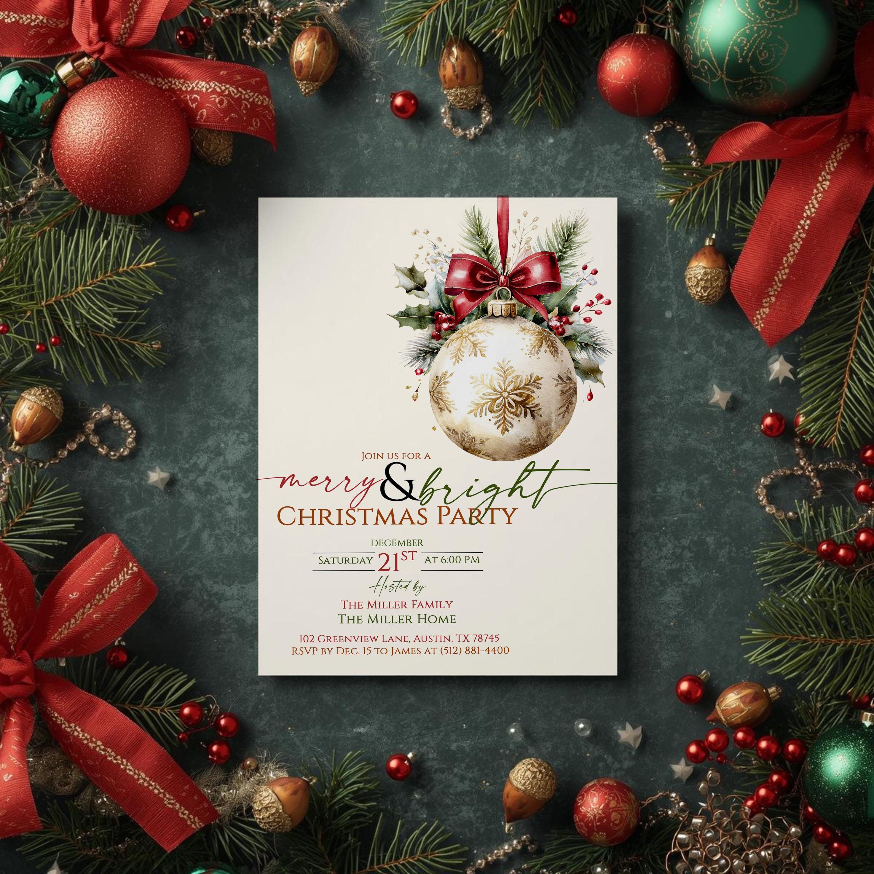 Editable Holiday Party Invite, Printable Christmas Invitation ...
