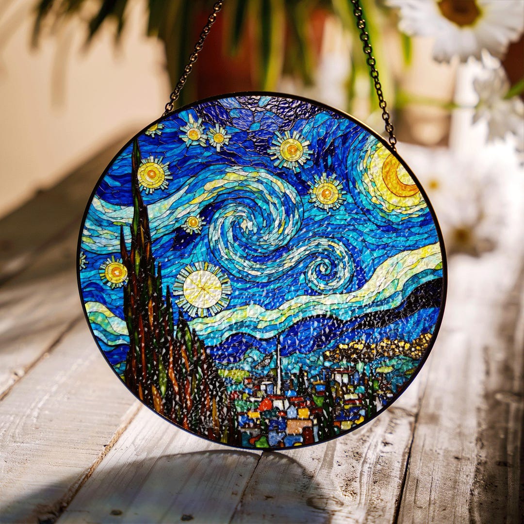 Van Gogh Starry Night Suncatcher Window Decor Gift for Art Lovers - Etsy