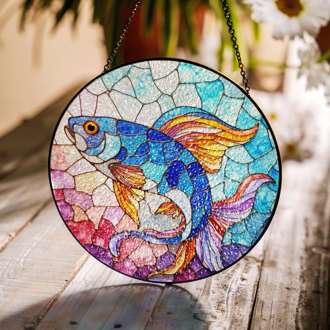 Stained Glass Fish Suncatcher Beautiful Handmade Fish Design Glass Art ...