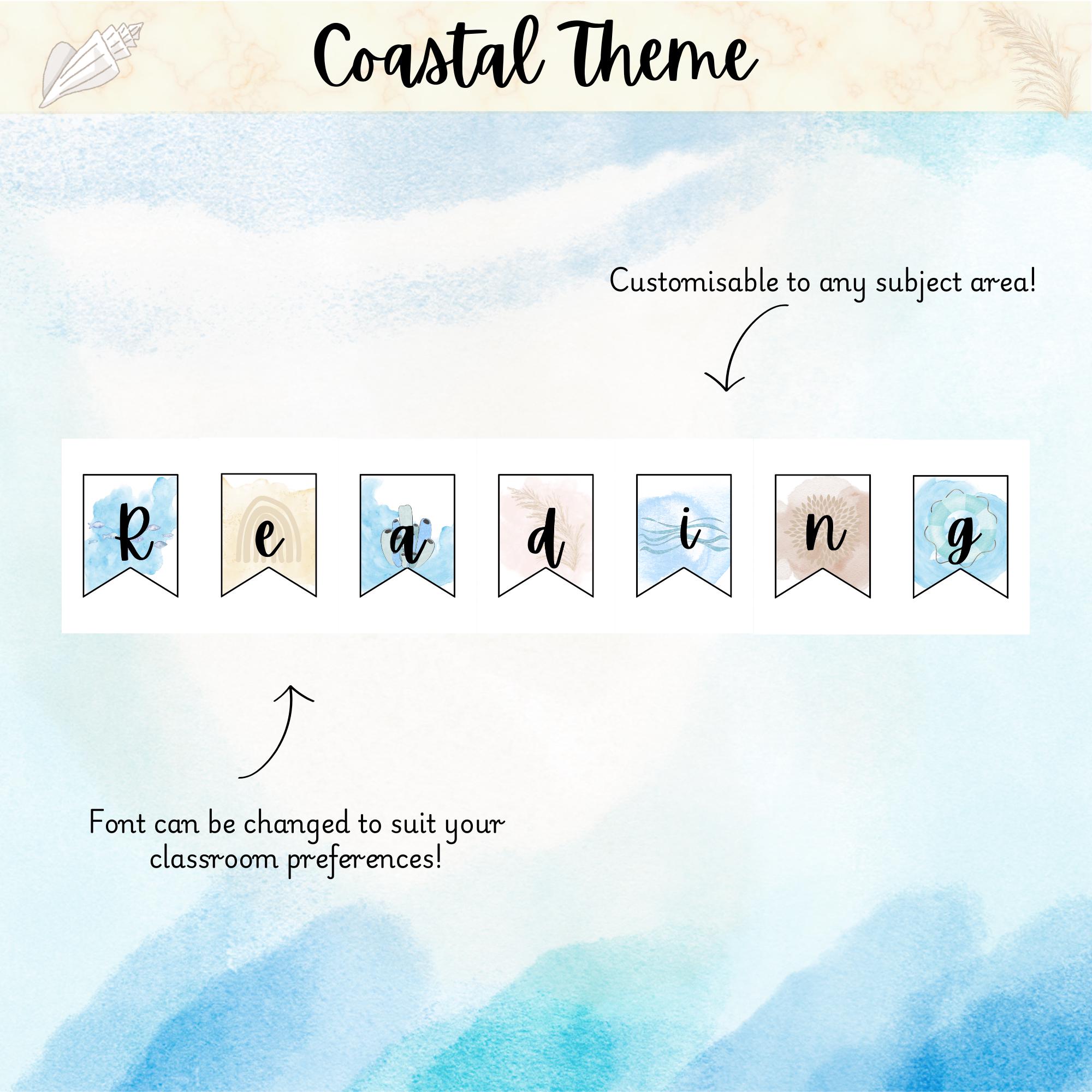 Coastal Banner | Bunting | Bulletin Board | Beach Classroom Decor - Etsy