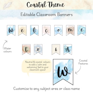 Coastal Banner | Bunting | Bulletin Board | Beach Classroom Decor - Etsy