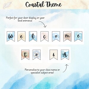 Coastal Banner | Bunting | Bulletin Board | Beach Classroom Decor - Etsy