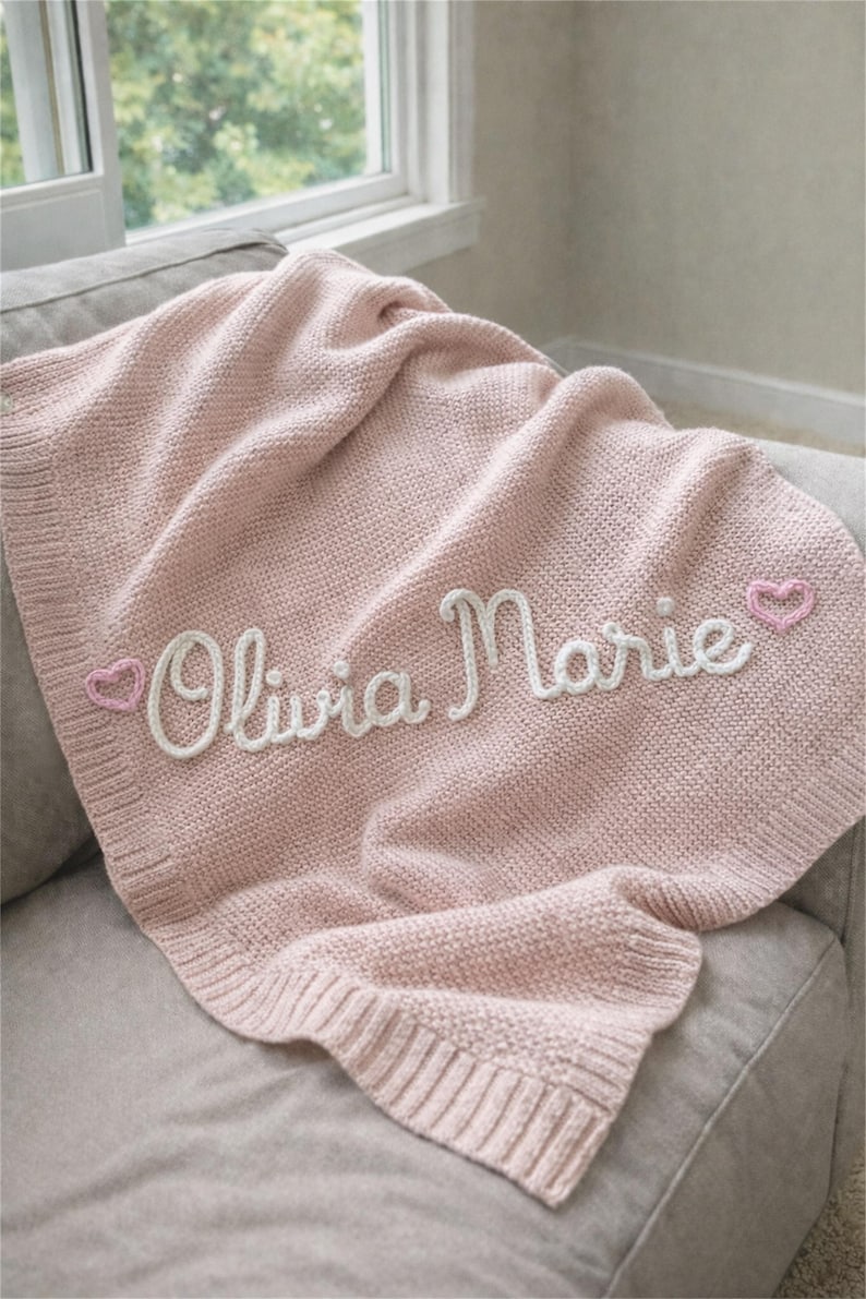 Personalized Embroidered Baby Blanket, Custom Knit Name Blanket - Etsy