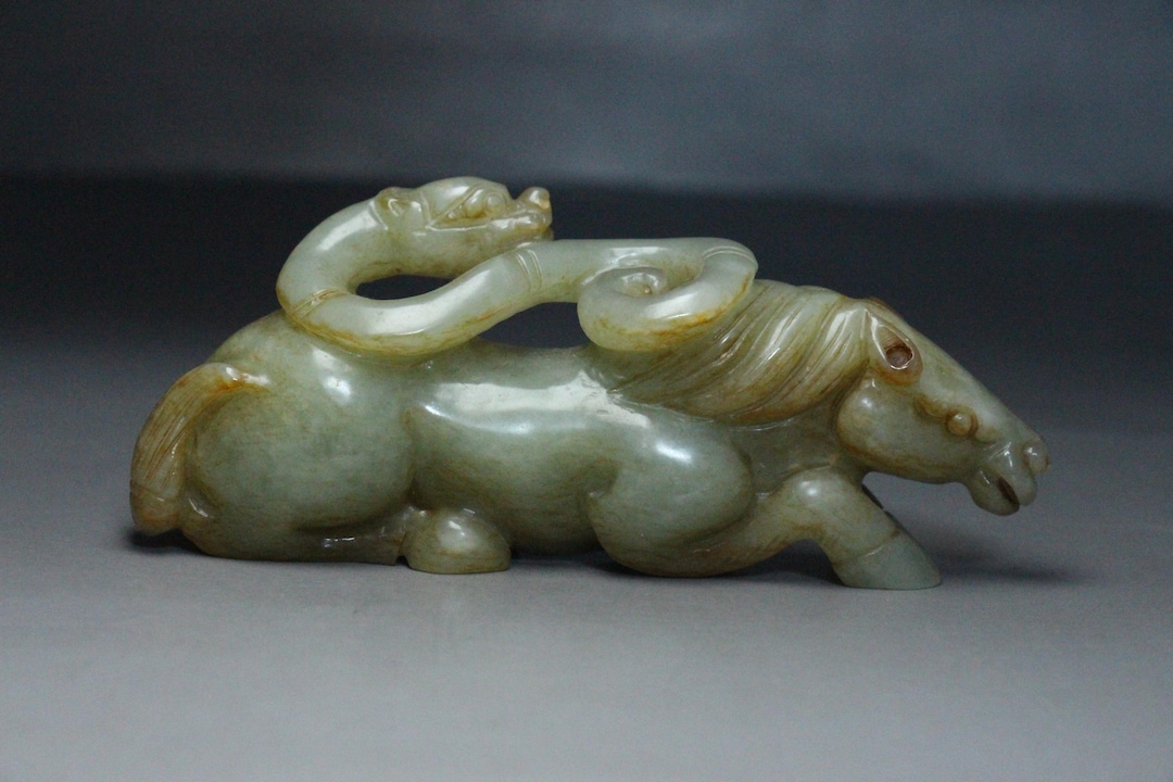 Premium Chinese Jade Carving - Mythical Tianma (heavenly Horse) Statue ...