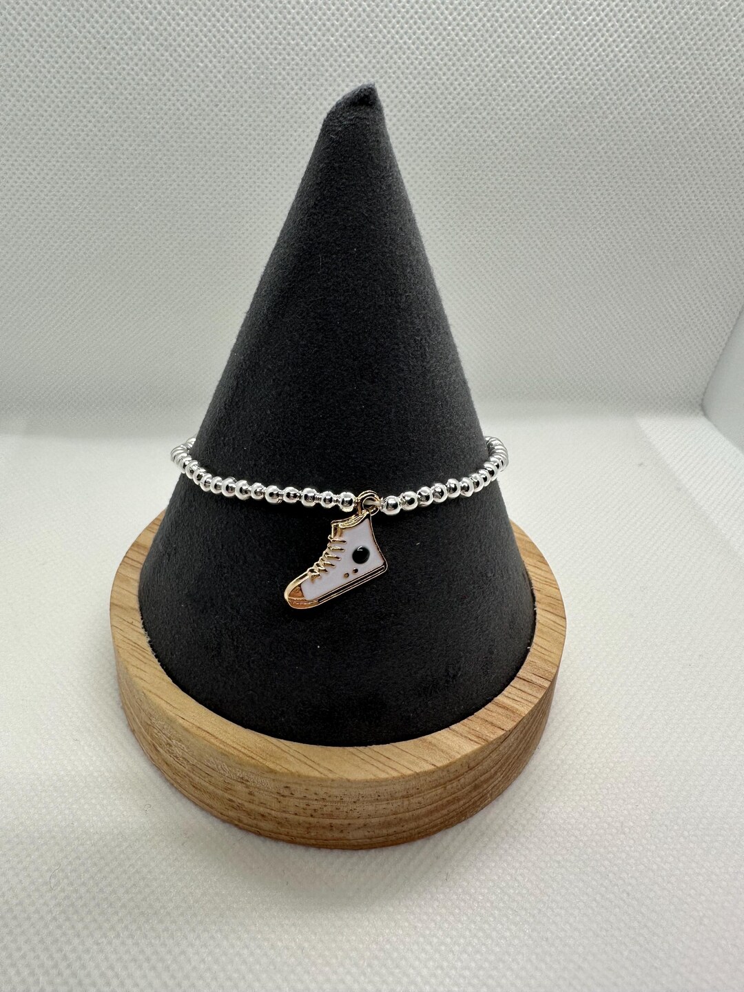 925 Sterling Silver Beaded Converse Boot Charm Bracelet - Etsy