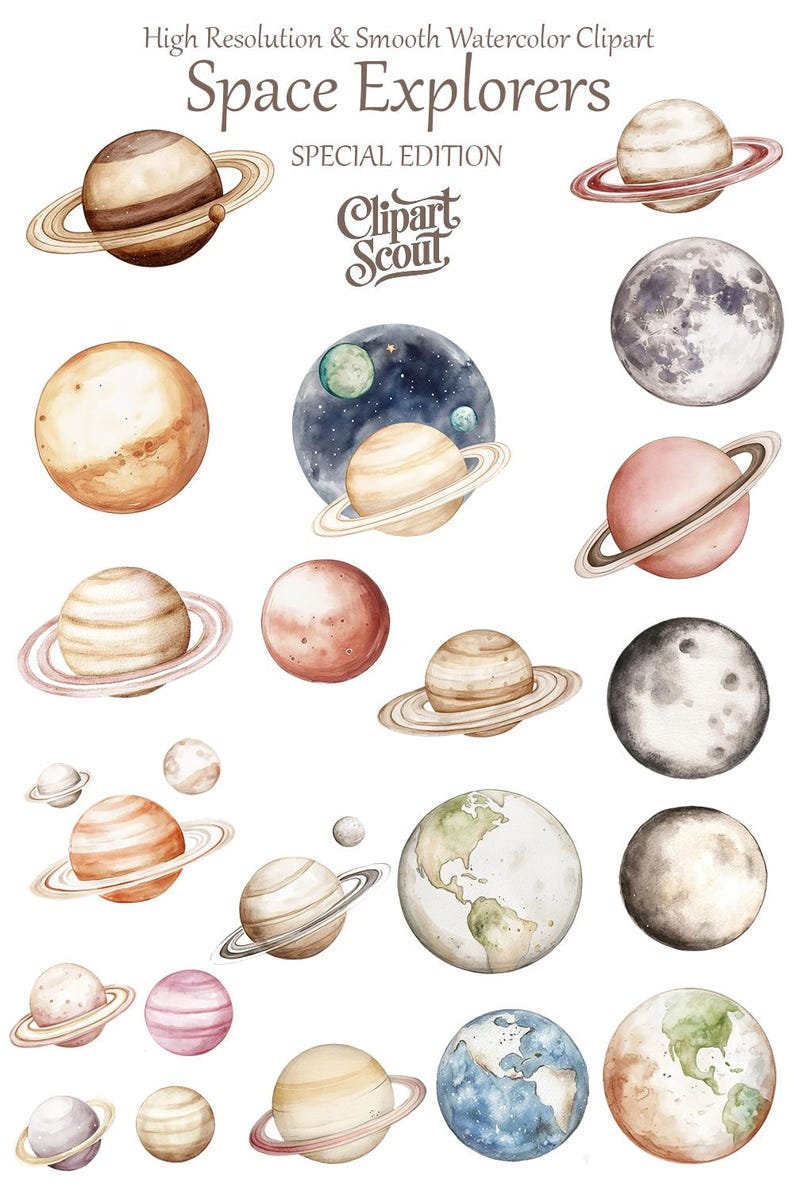 Cute Astronaut Clipart Bundle - Space, Planets, Aliens UFO PNG ...