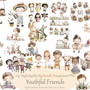 Cute Kindergarten Watercolor Clipart Set - Activities Clipart for ...