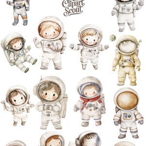 Cute Astronaut Clipart Bundle - Space, Planets, Aliens UFO PNG ...