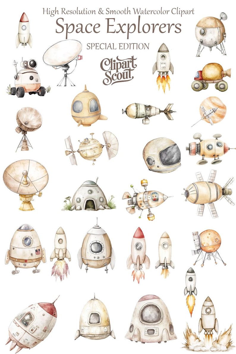 Cute Astronaut Clipart Bundle - Space, Planets, Aliens UFO PNG ...