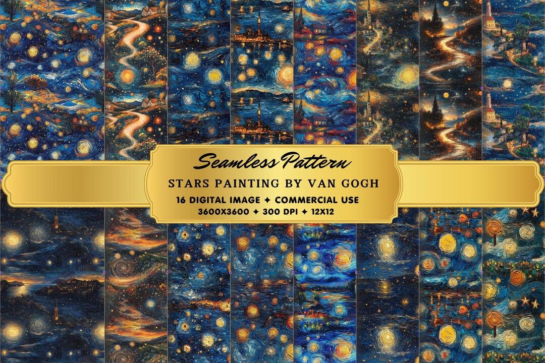 Starry Night Digital Papers, Night Sky Texture Background, Repeat ...
