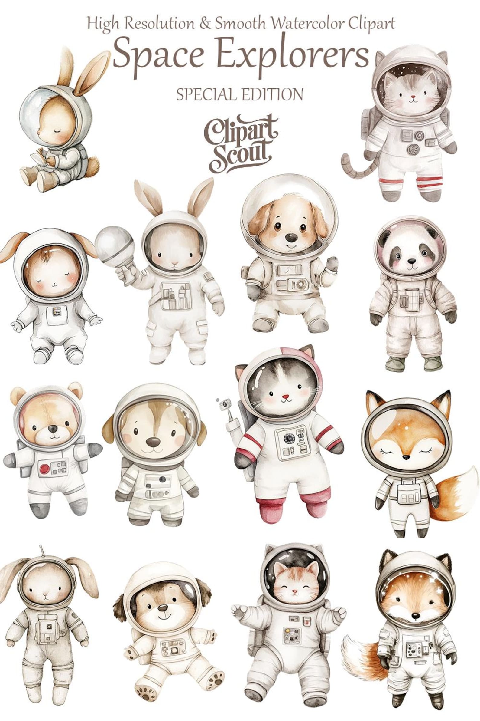 Cute Astronaut Clipart Bundle - Space, Planets, Aliens UFO PNG ...
