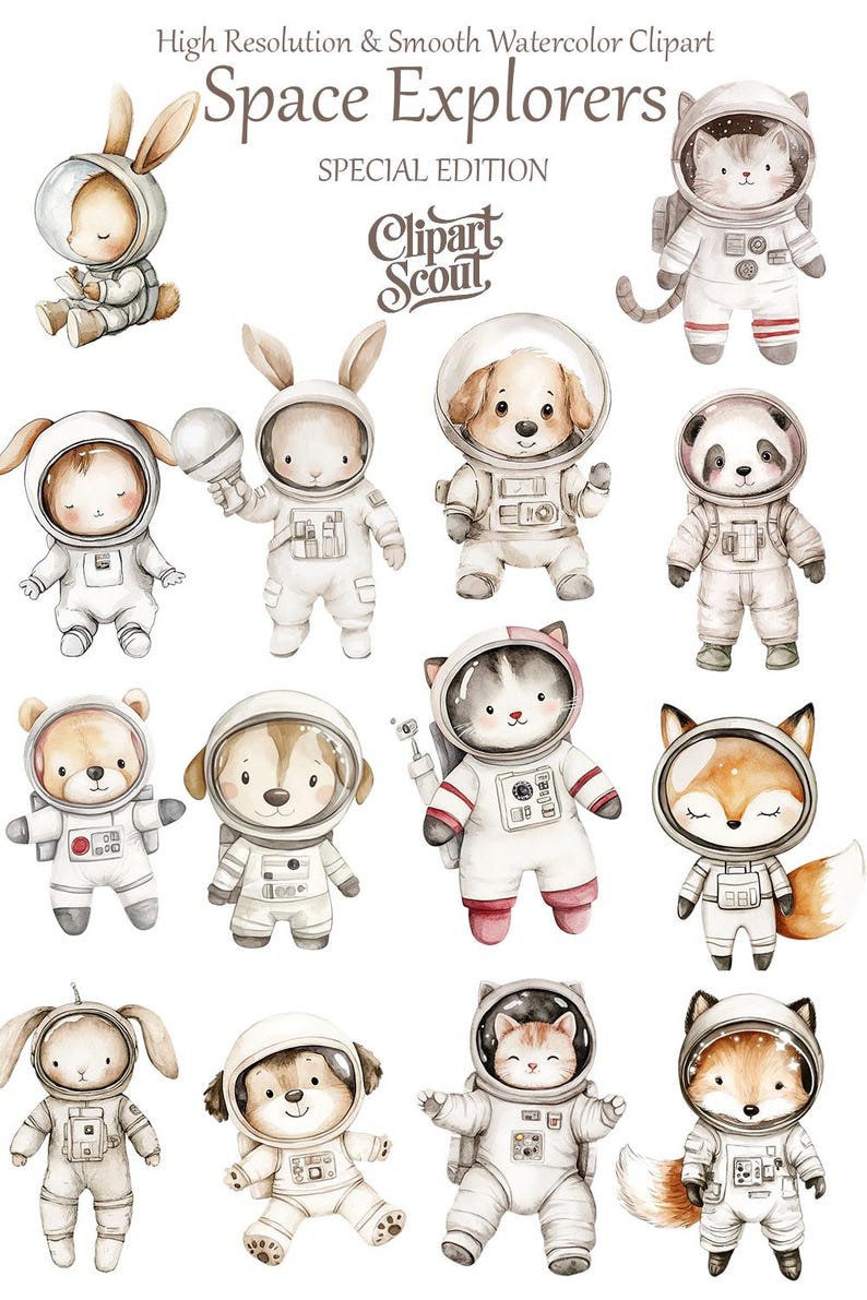Cute Astronaut Clipart Bundle - Space, Planets, Aliens UFO PNG ...