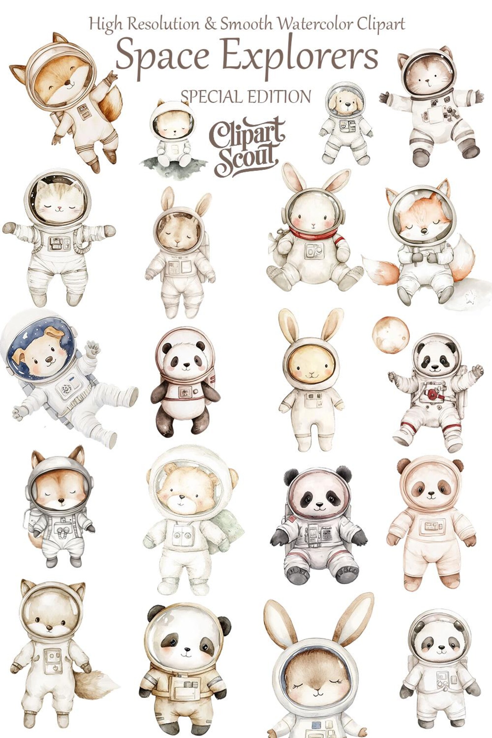 Cute Astronaut Clipart Bundle - Space, Planets, Aliens UFO PNG ...