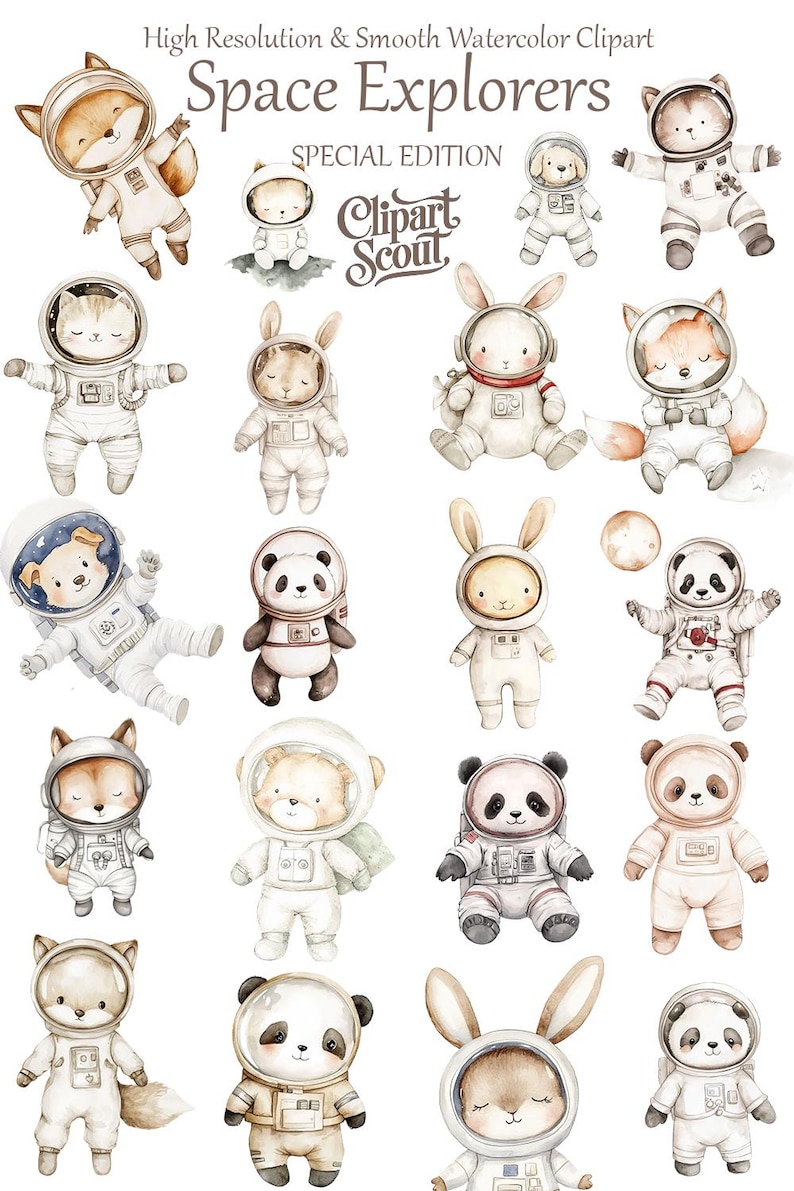 Cute Astronaut Clipart Bundle - Space, Planets, Aliens UFO PNG ...