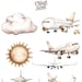 Cute Aviator Clipart - Watercolor Clipart - Airplane, Pilot, Clouds ...