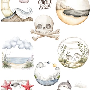 Cute Pirate Clipart Set, Watercolor Pirates Nursery Art, Pirate PNG for ...