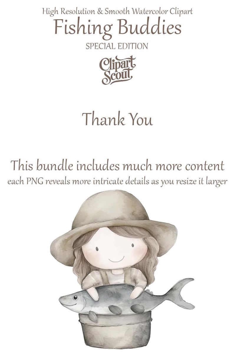 Cute Watercolor Fishing Clipart Set, Whimsical Anglers, Fish ...