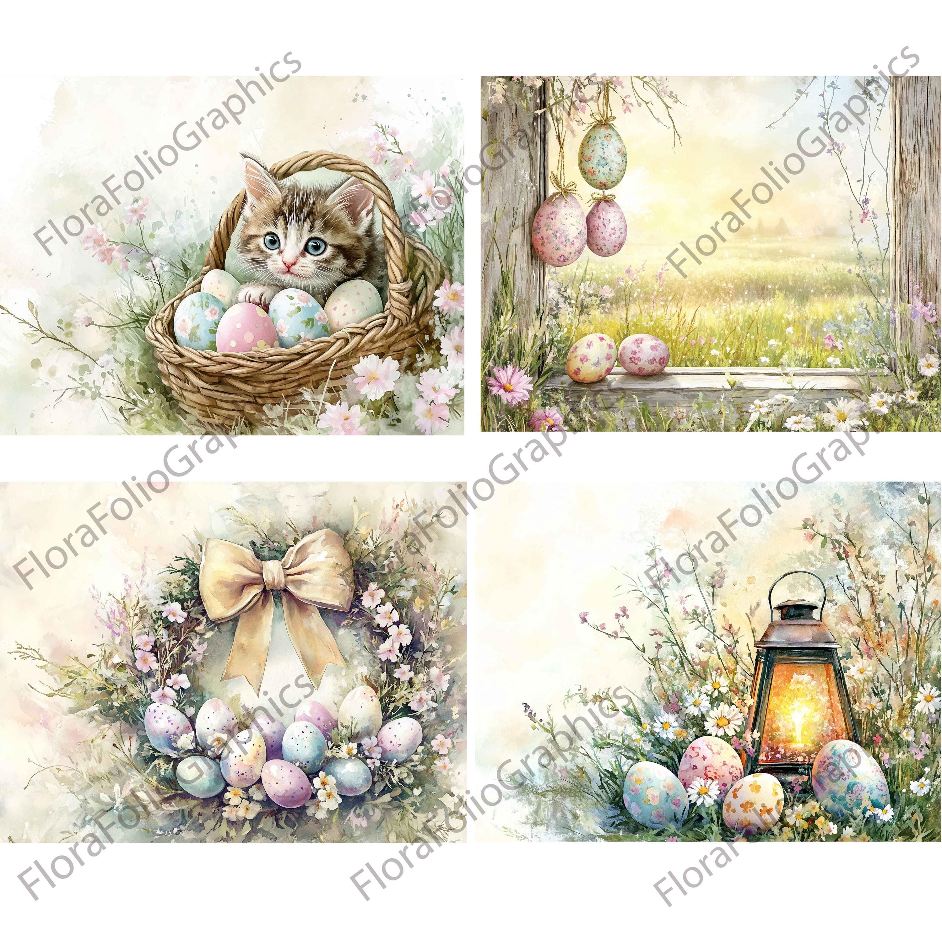 16 PNG Easter Collage Junk Journal, Vintage Easter Pages, Spring ...