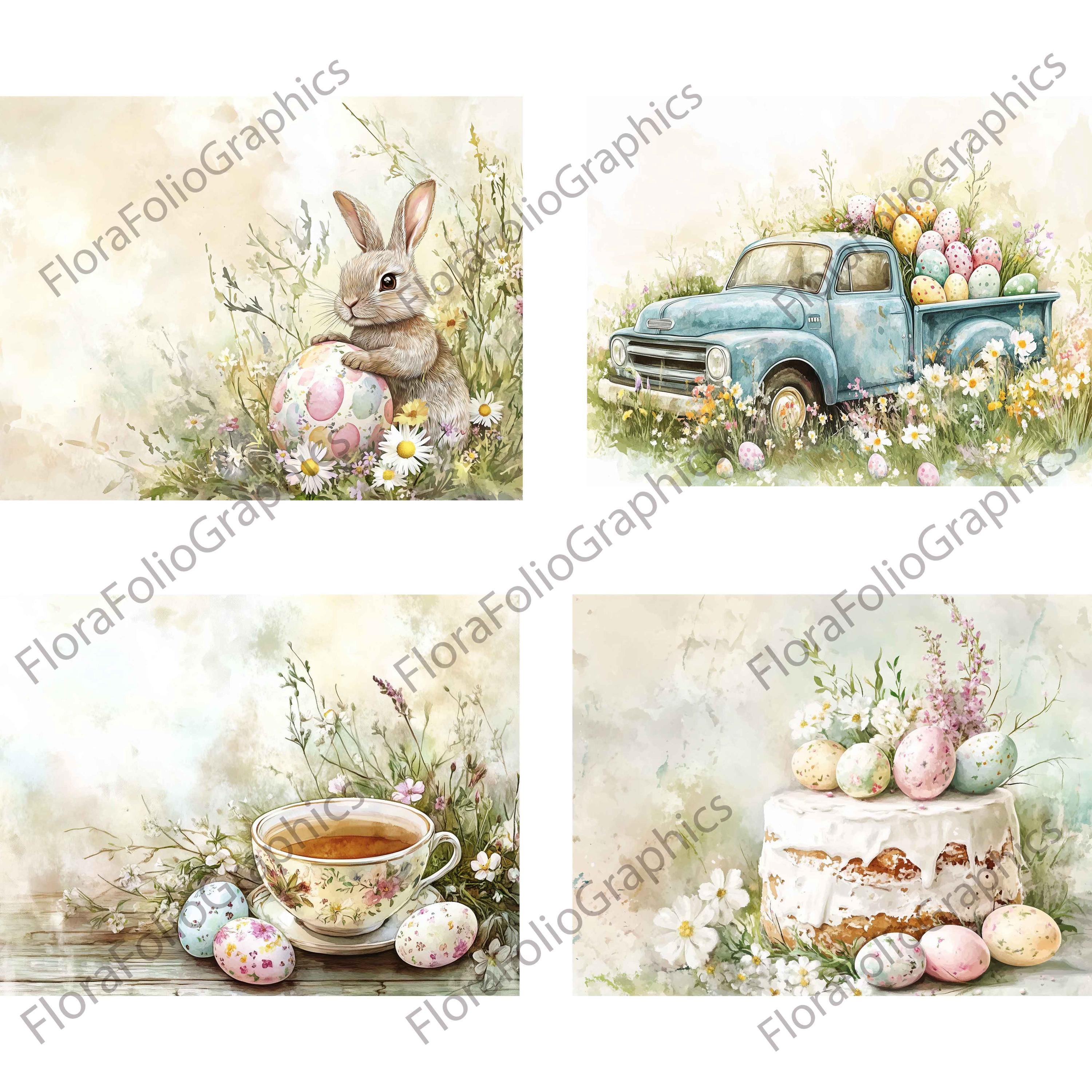 16 PNG Easter Collage Junk Journal, Vintage Easter Pages, Spring ...