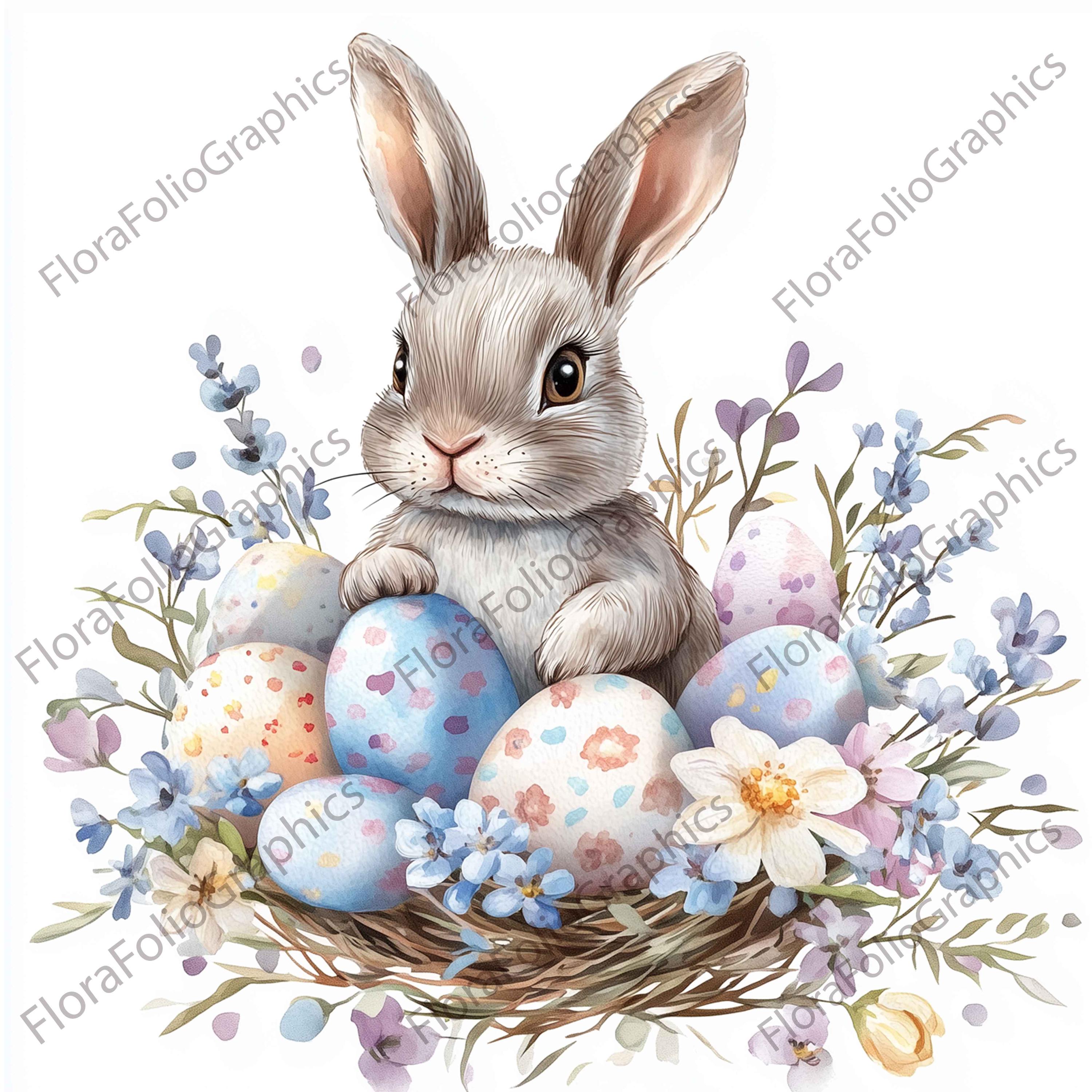 15 PNG Cute Easter Rabbit, Spring Bunny Clipart Bundle, Spring Clipart ...