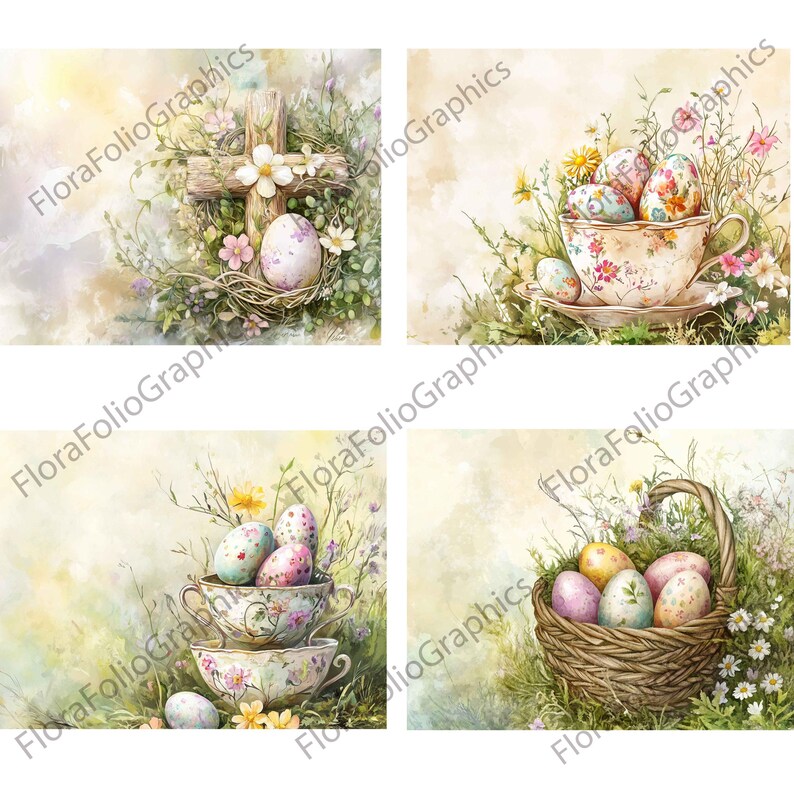 16 PNG Easter Collage Junk Journal, Vintage Easter Pages, Spring ...