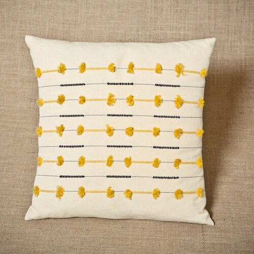 Sale Yellow Interrupted Script Handwoven Cushion Cover - Etsy