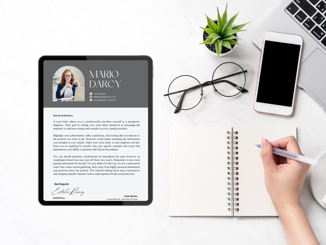 Modern Grey Cover Letter Template, Editable Digital Design, Minimalist ...