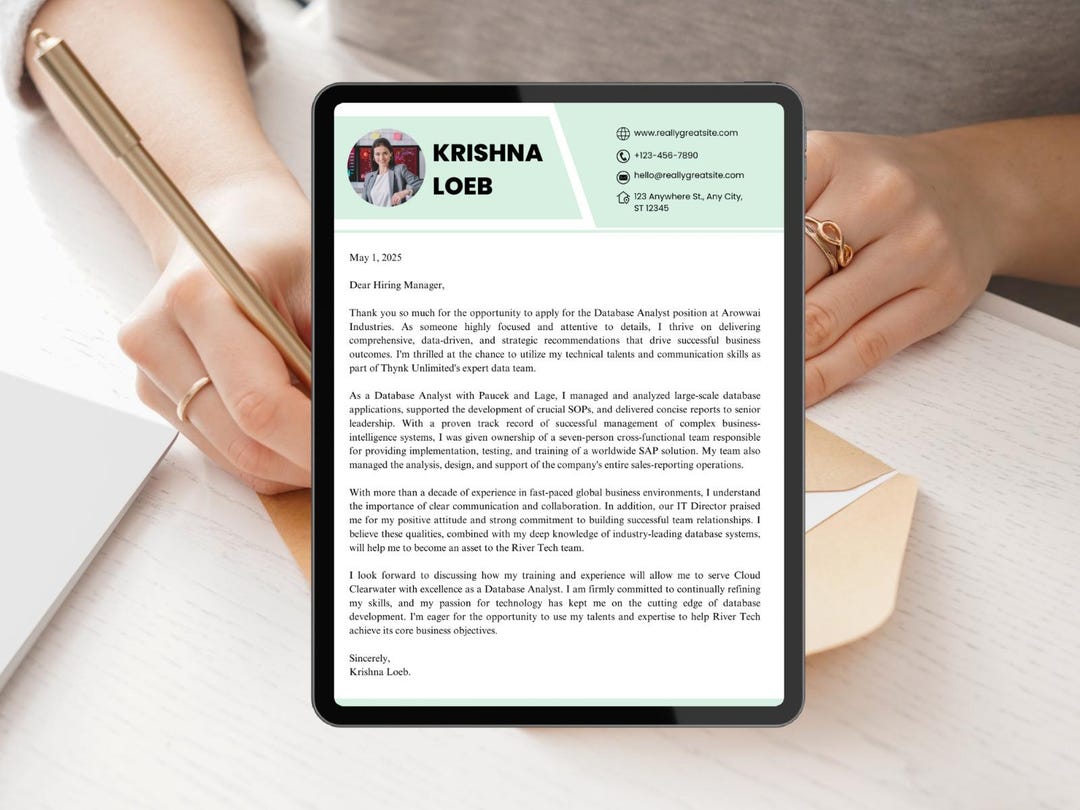 Modern Data Analyst Job Cover Letter Example, Job Application ...