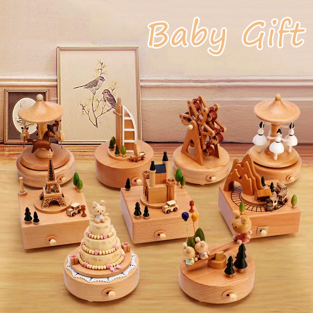 Custom Music Box Baby, Engraved Music Box, Musical Carousel for Baby ...