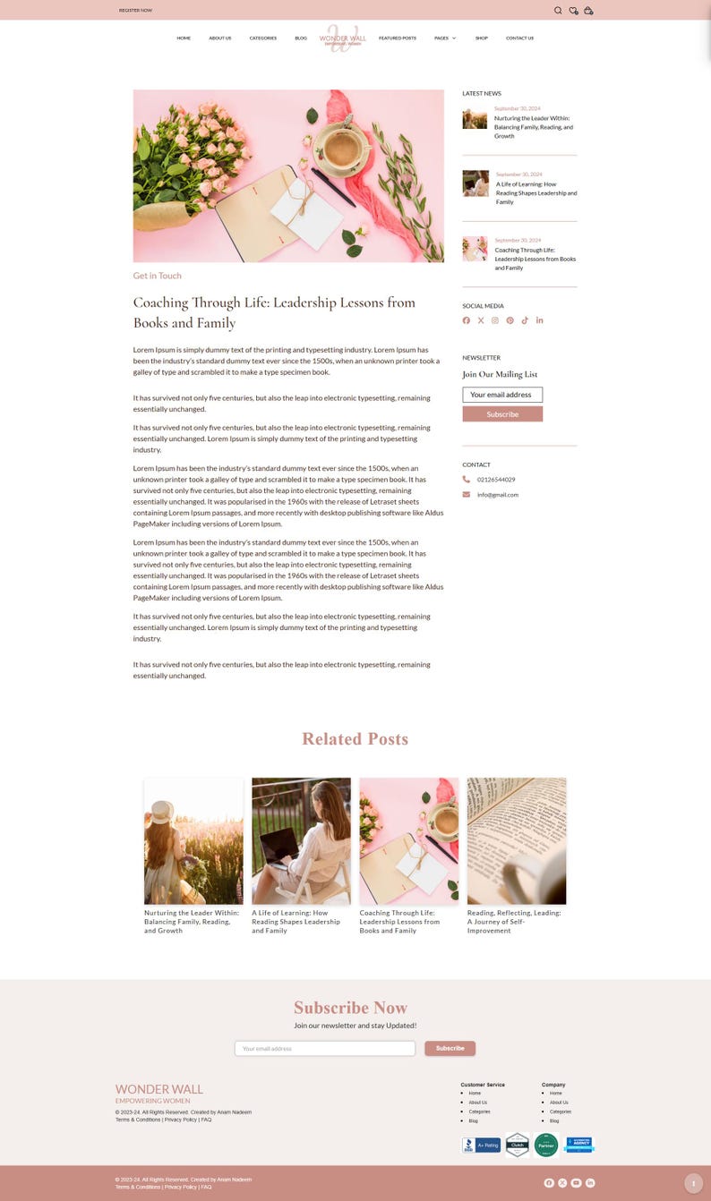 Wonder Wall Minimalist Wordpress Blog Theme for Writers & Creators - Etsy