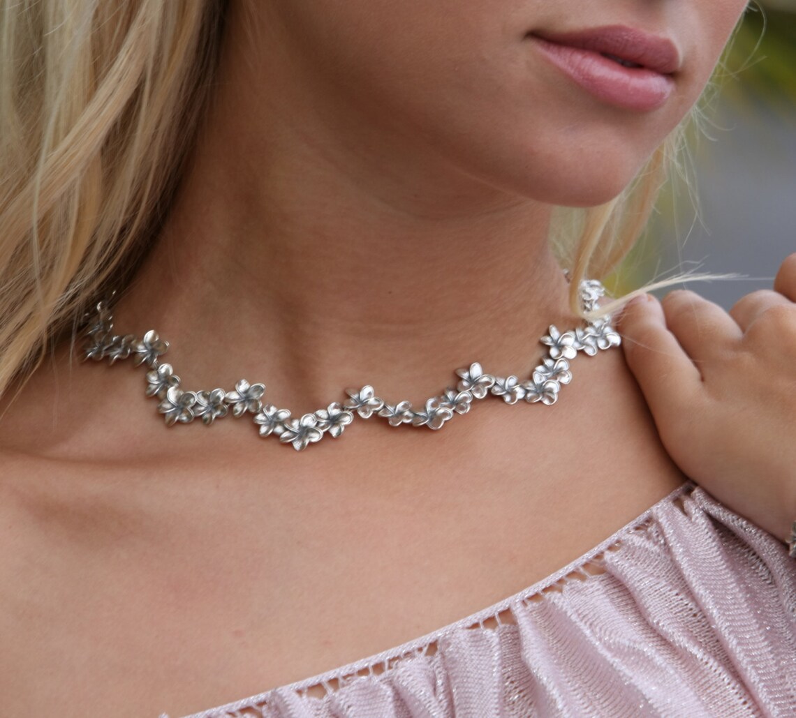 Plumeria Lei Necklace in Sterling Silver by Danny Bushart - Etsy