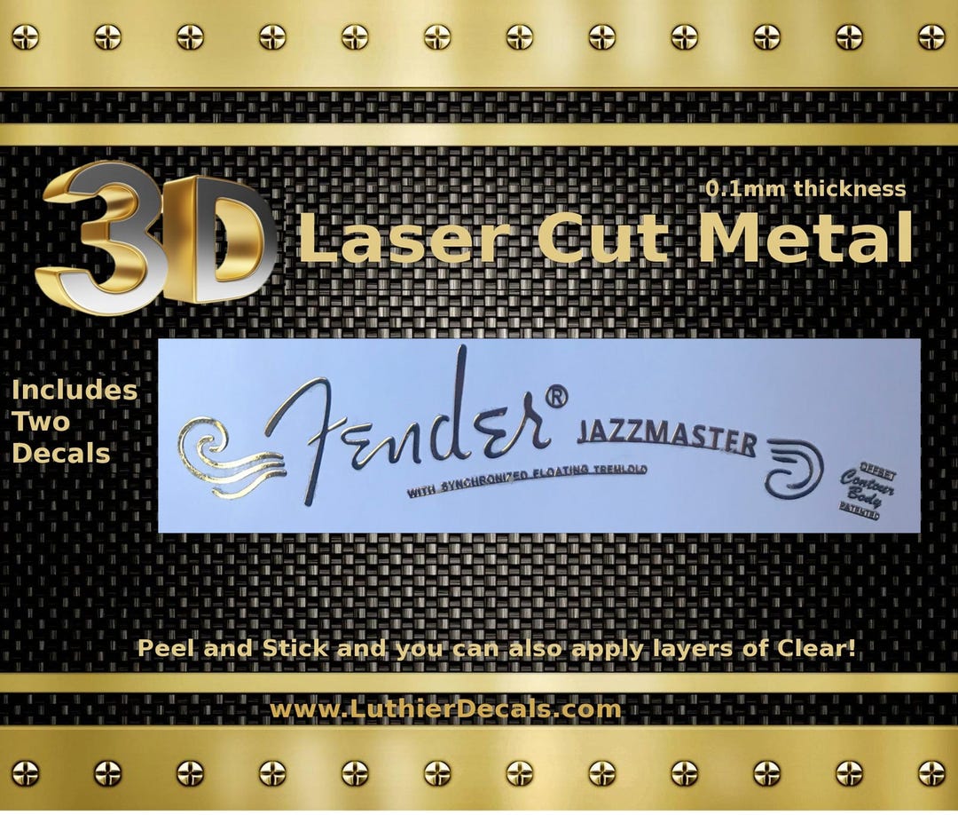 Fender Jazzmaster Guitar Decal 3d Laser Cut Metal Headstock Restoration ...