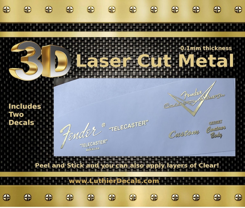 Fender Telecaster Guitar Decal 3d Laser Cut Metal Headstock Restoration ...