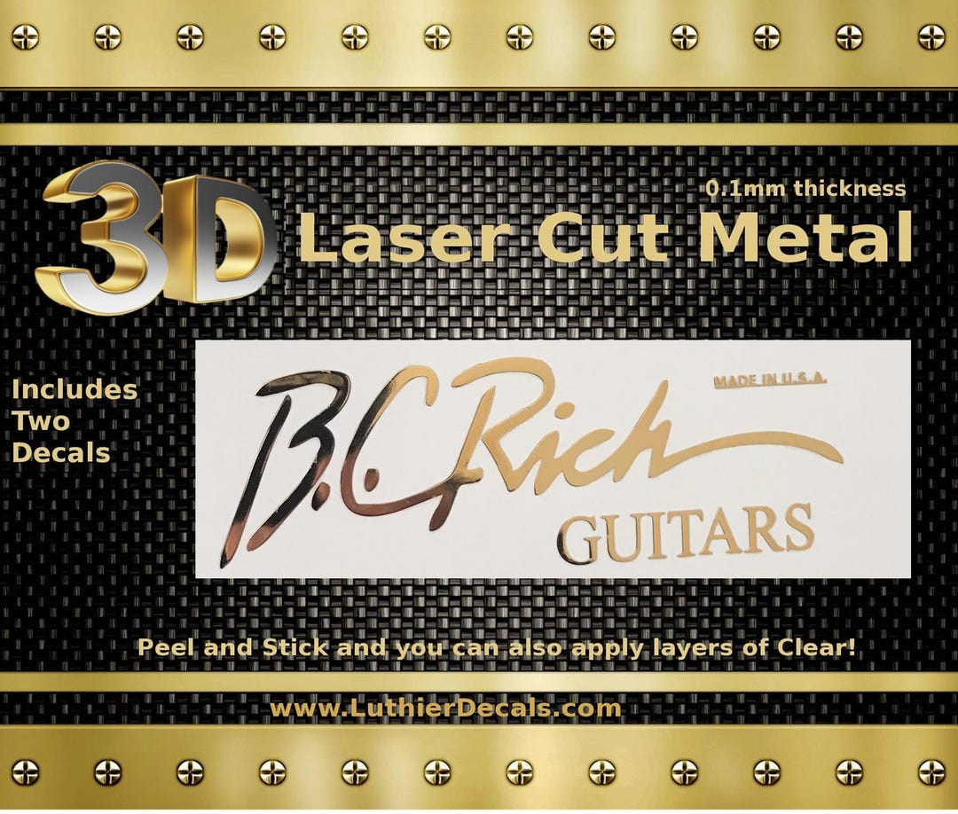 BC Rich Guitar Decal 3d Laser Cut Metal Headstock Restoration Sticker ...