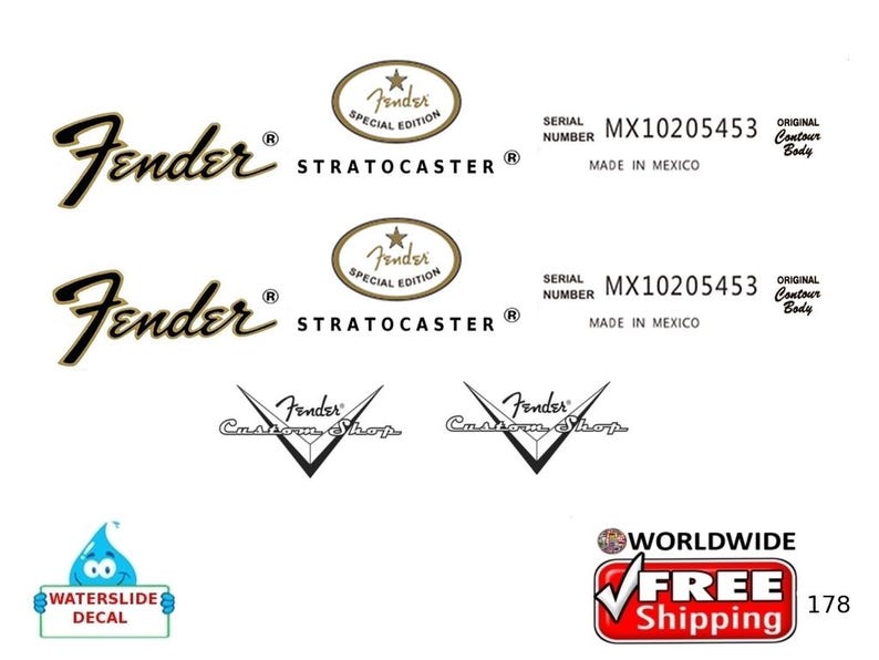 Fender Stratocaster Guitar Decal Head Stock Restoration Waterslide Logo ...