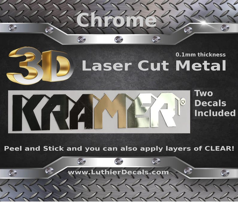 Kramer Guitar Decal 3d Laser Cut Metal Headstock Restoration Sticker M9 ...