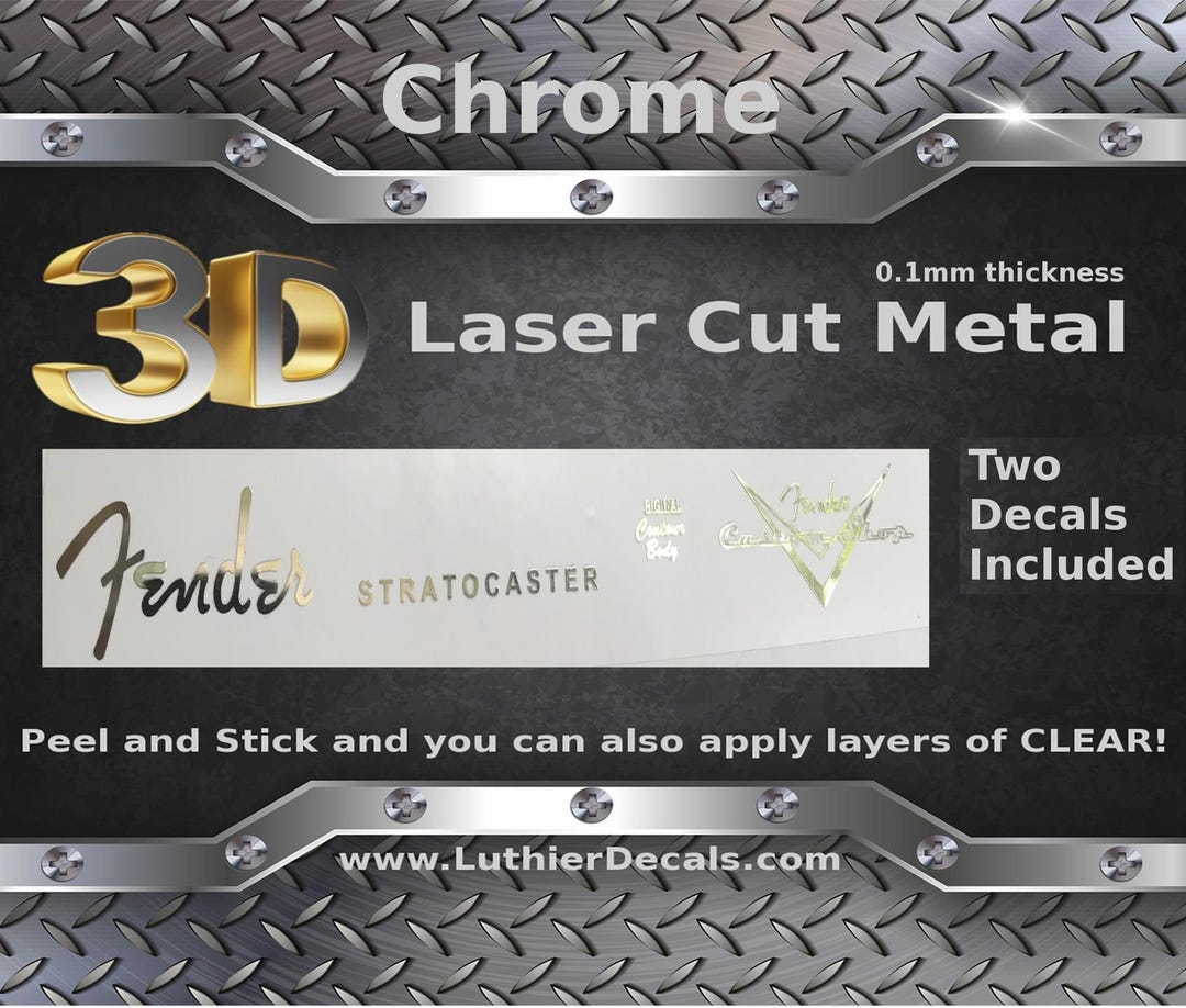 Fender Stratocaster Guitar Decal 3d Laser Cut Metal Headstock ...