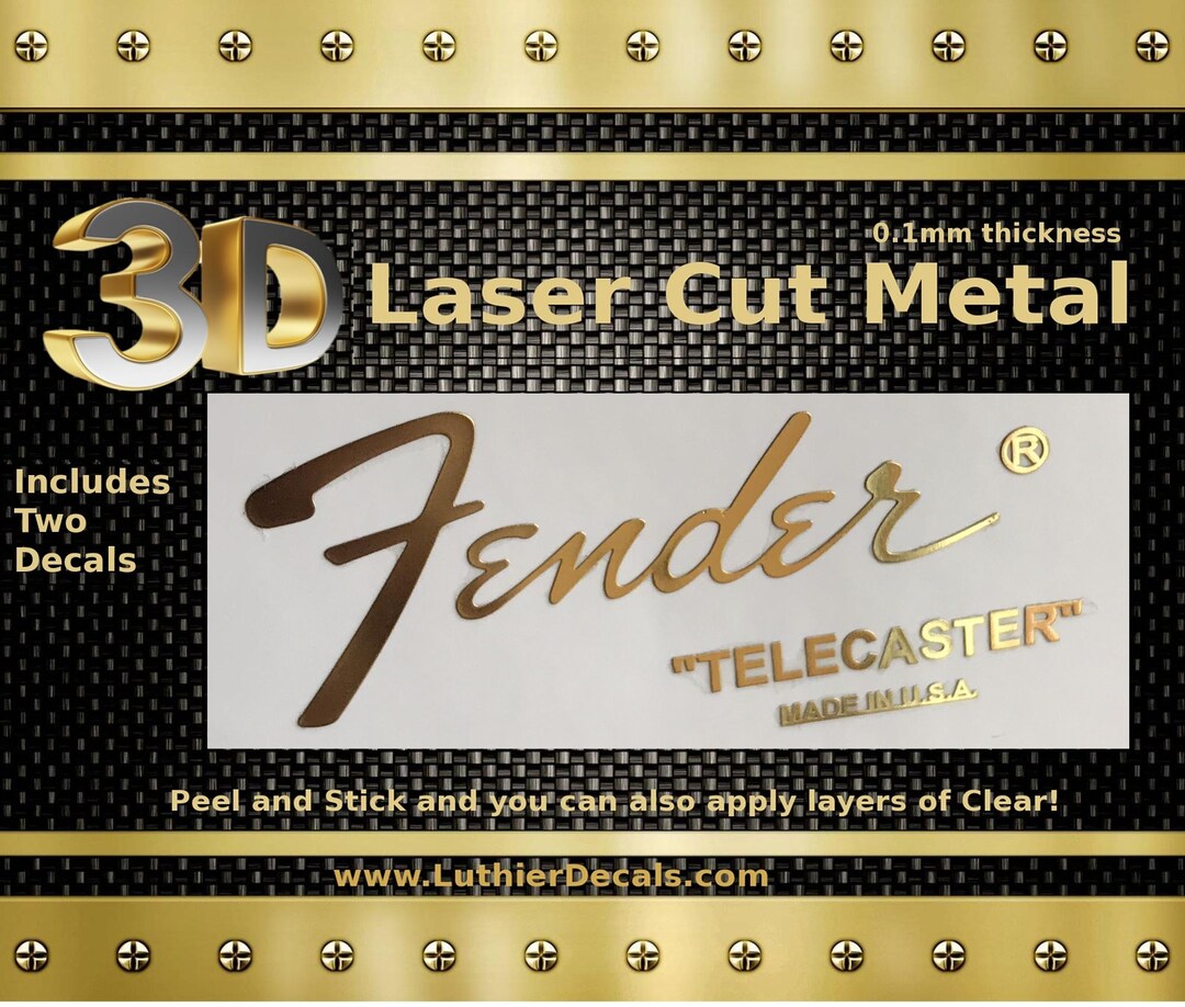 Fender Telecaster Guitar Decal 3d Laser Cut Metal Headstock Restoration ...