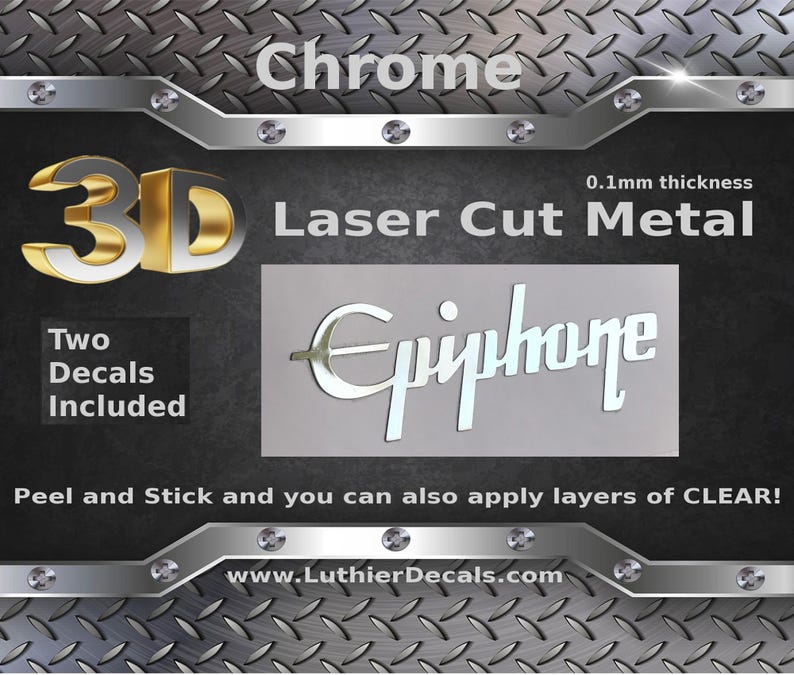 Epiphone Guitar Decal 3d Laser Cut Metal Headstock Restoration Sticker ...
