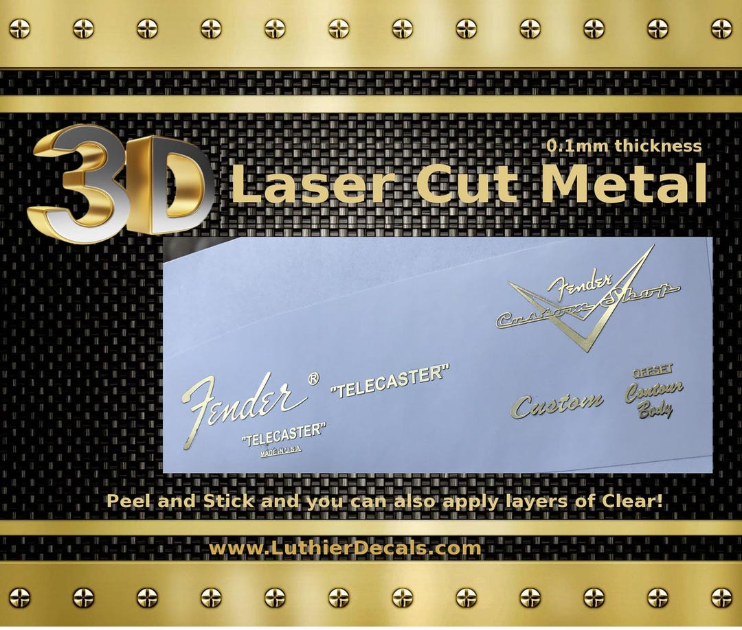 Fender Telecaster Guitar Decal 3d Laser Cut Metal Headstock Restoration ...