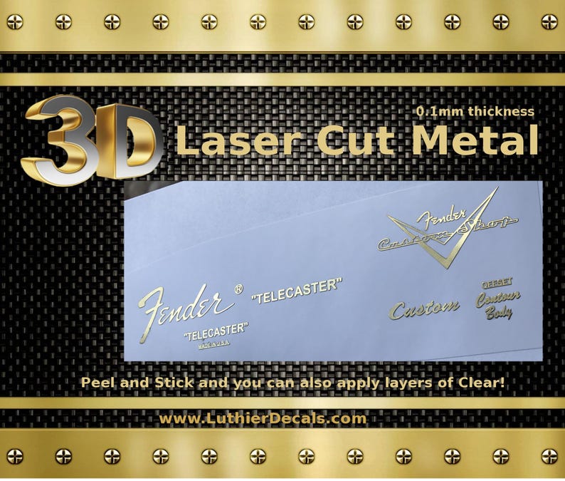 Fender Telecaster Guitar Decal 3d Laser Cut Metal Headstock Restoration ...