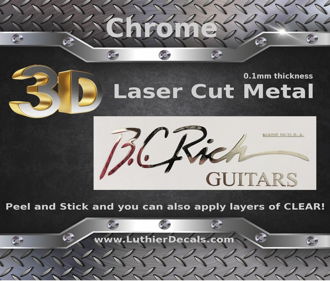 BC Rich Guitar Decal 3d Laser Cut Metal Headstock Restoration Sticker ...