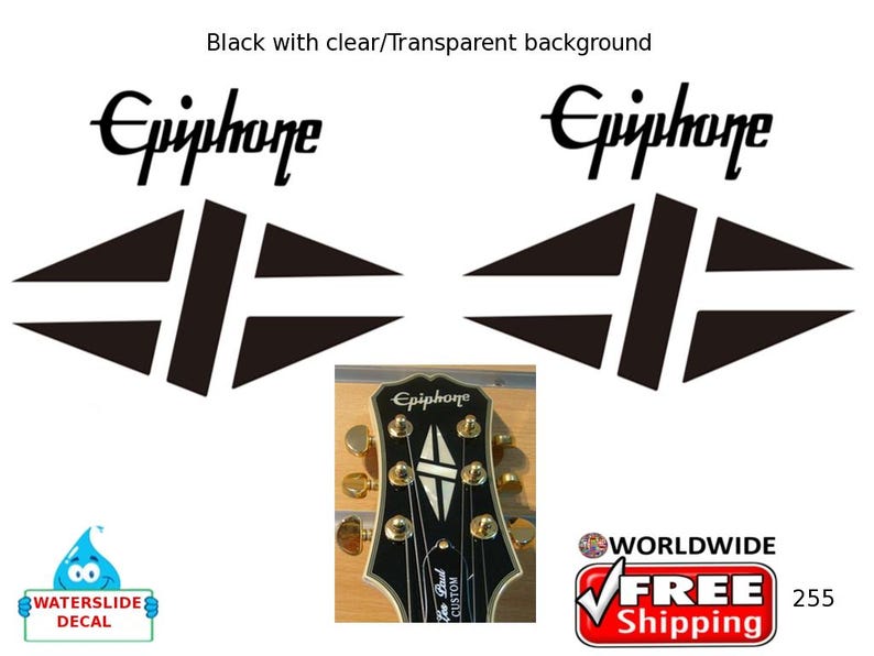 Epiphone Gibson Guitar Decal Head Stock Restoration Waterslide Logo 255 ...